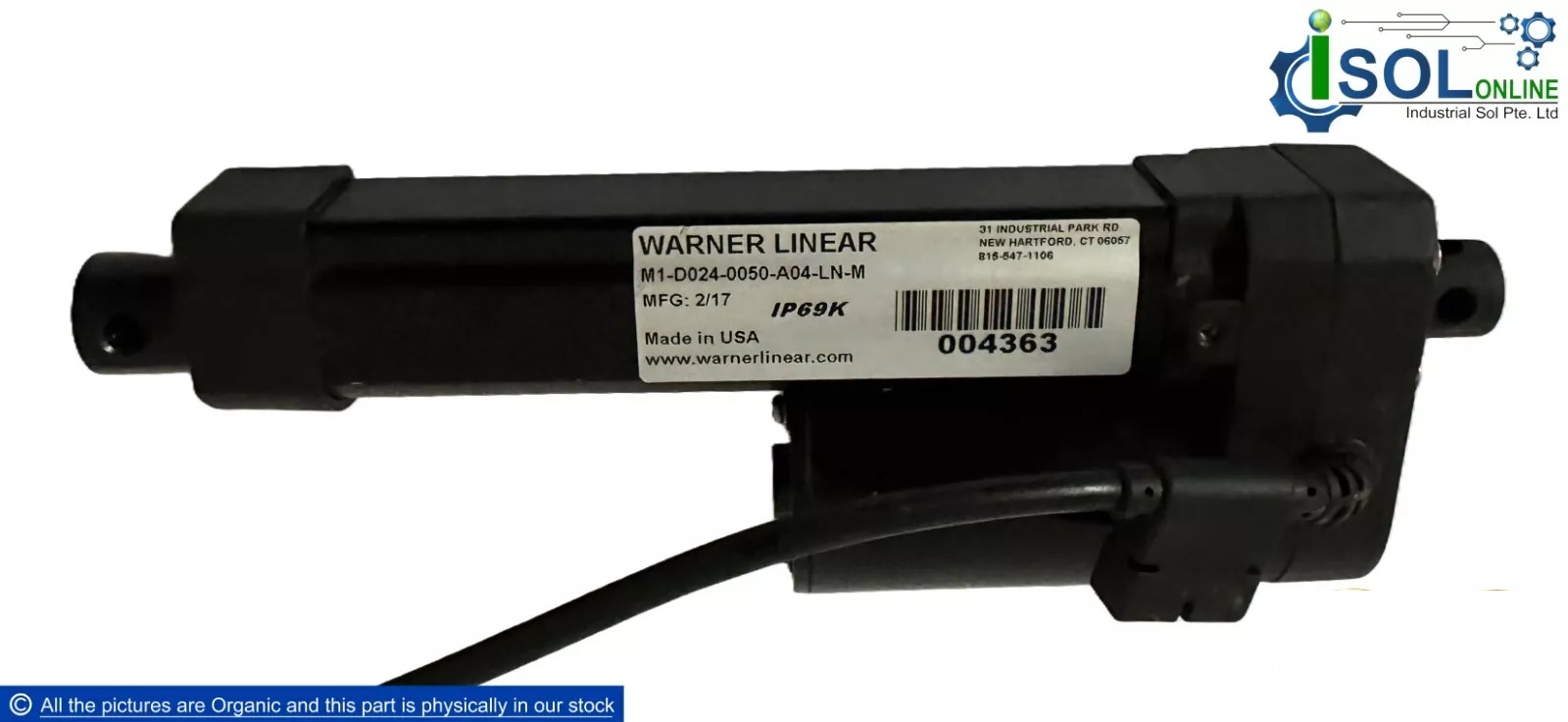 Warner Linear M1-D024-0050-A04-LN-M Light-Duty Linear Actuator 4" Stroke Thomson - Industrial ...
