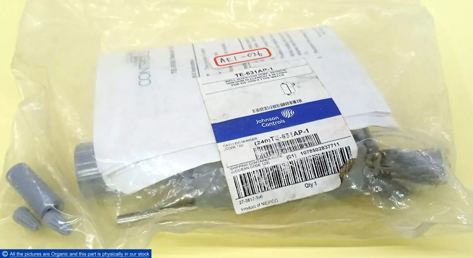 Johnson Controls TE-631AP-1 Well Insertion Temperature Sensor 6" 1000 ...