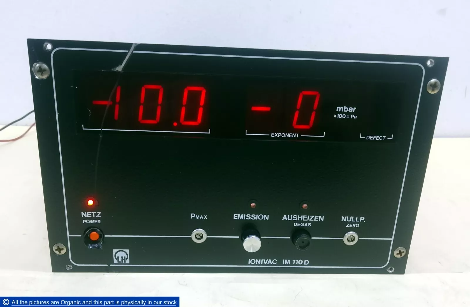 LH Leybold Heraeus IONI VAC IM 110 D Vacuum Gauge Controller ...