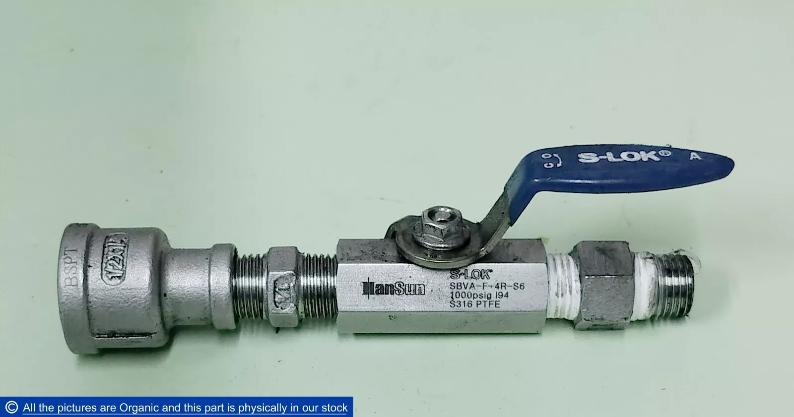 S-LOK SBVA-F-4R-S6 1/4" S-Steel 1000 psig Valve HanSun W/ 1/2"-1/4 ...