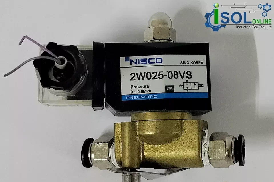 Nisco 2W025-08VS Pneumatic Solenoid Valve 0-0.9MPa Brass 2WS-Coil-S ...