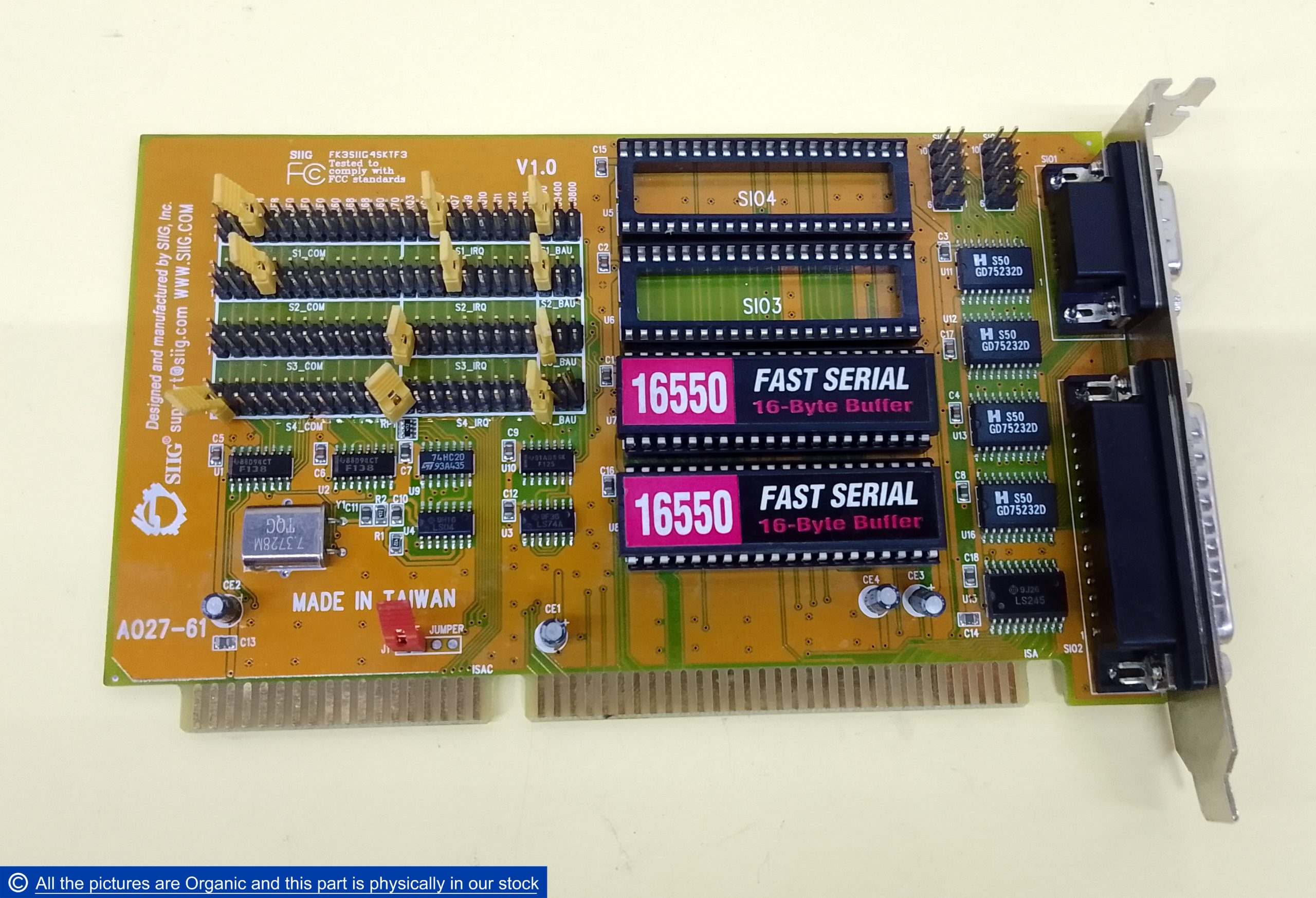 SIIG A027-61 V1.0 ISA Interface Serial Communication Card 16550 JJ ...