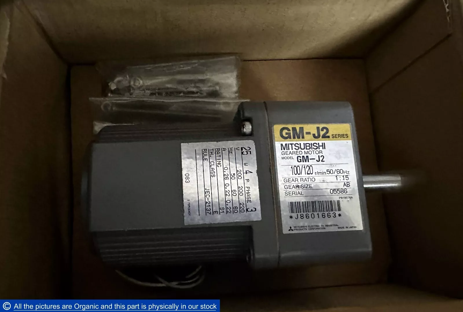 Mitsubishi GM-J2 Geared Motor 3-Phase 25W Parallel Shaft 100/120 RPM Ratio 1:15 - Industrial SOL ...