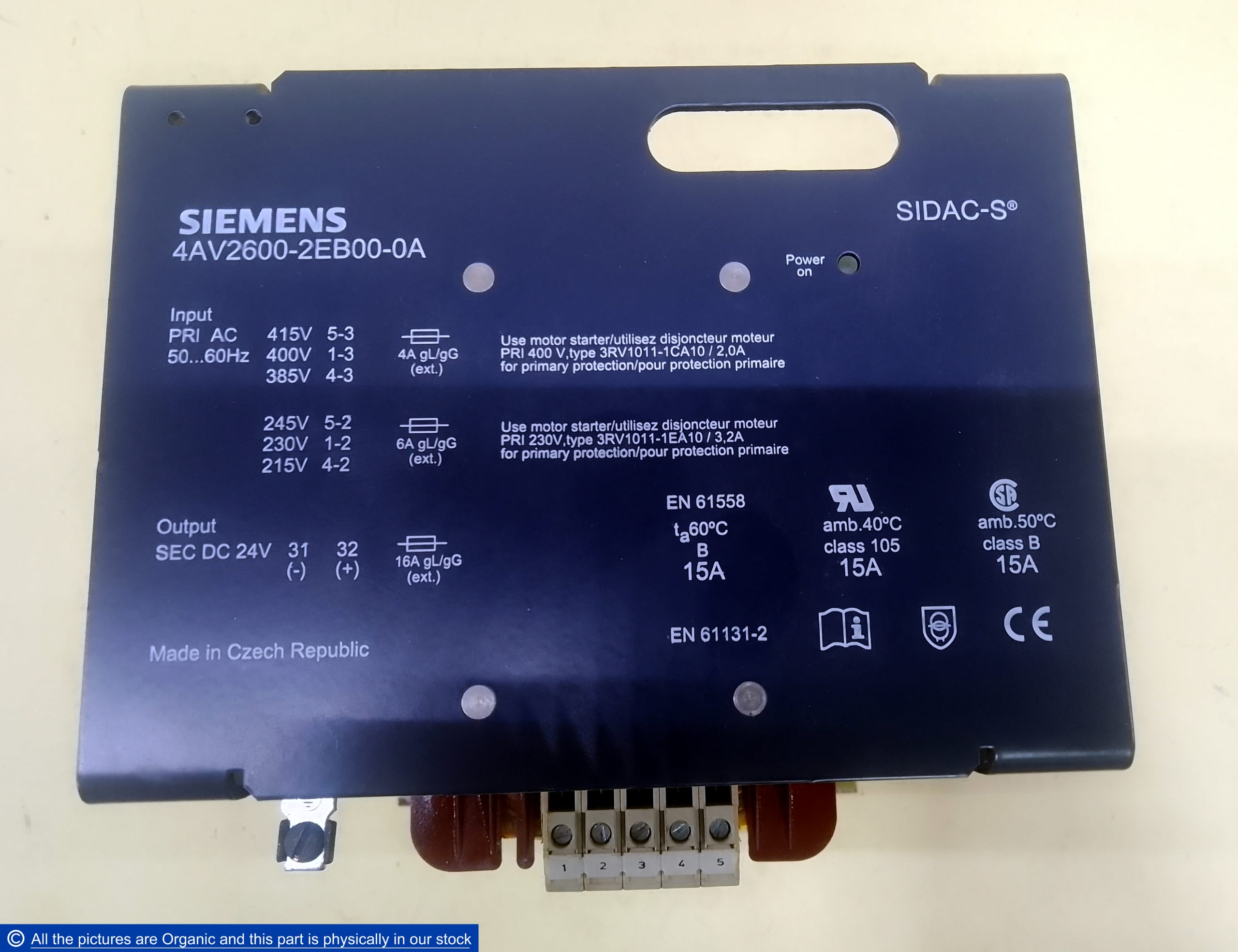 Siemens SIDAC-S 4AV2600-2EB00-0A Power Supply Transformer P 415V/400V/385V S 24V - Industrial ...