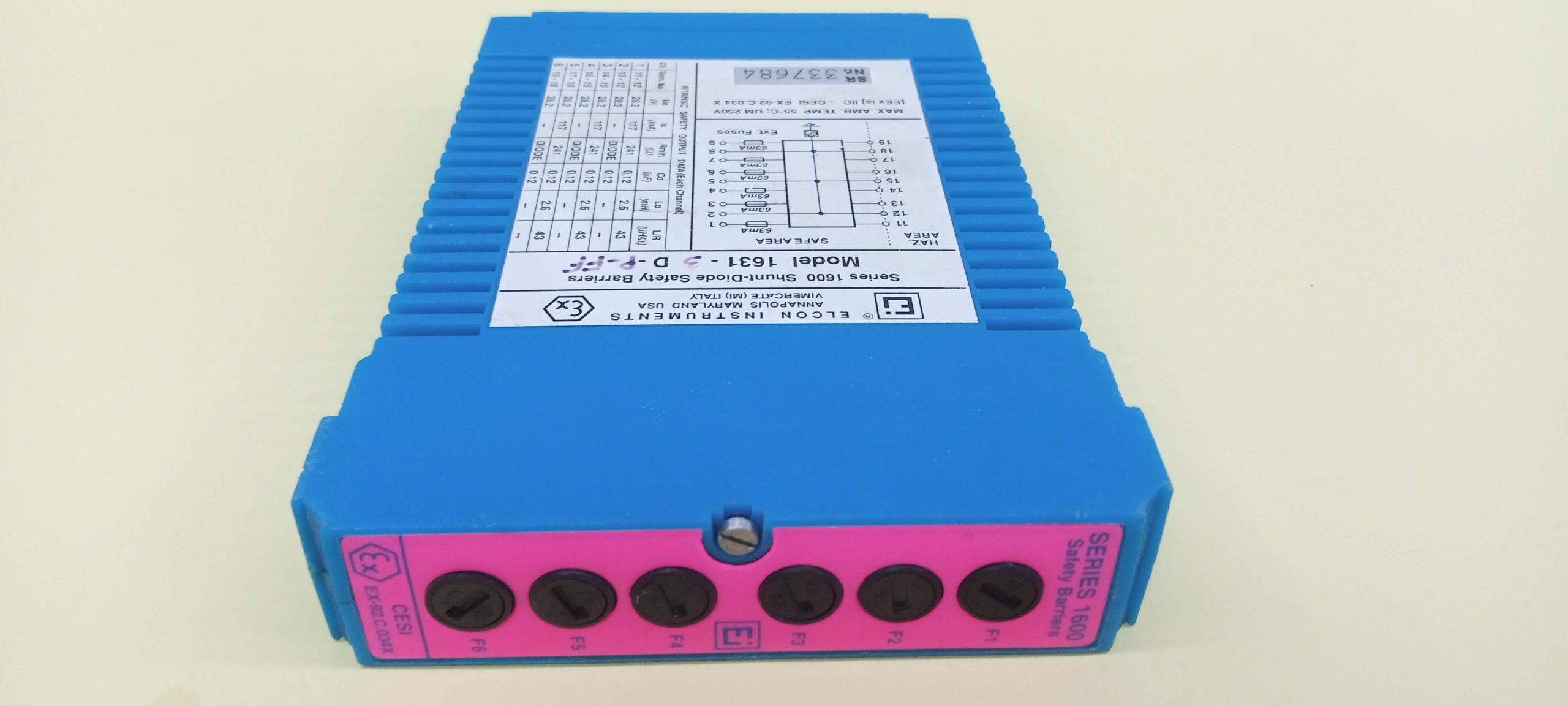 Elcon 1631-3D-P-FF Shunt-Diode Safety Barrier 1600 Series CESI EX-92.C ...