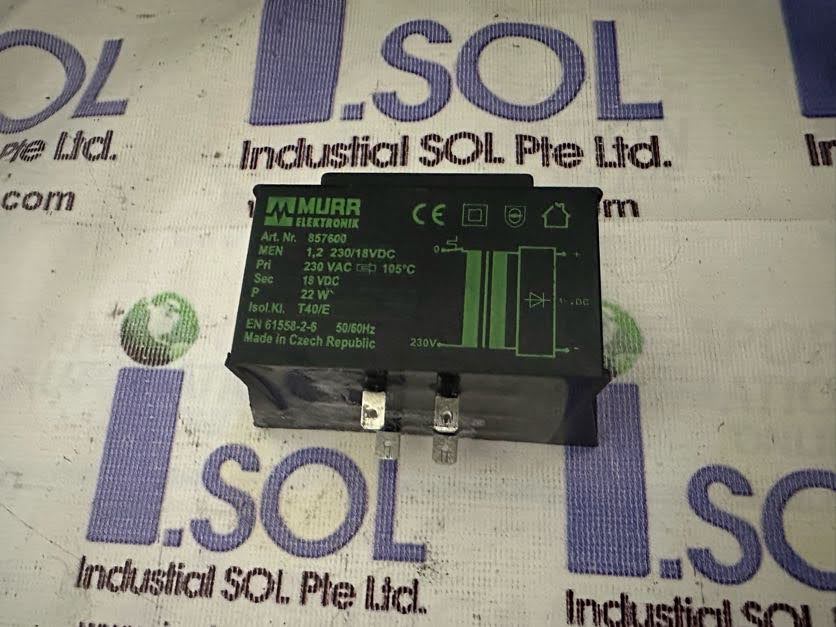 Murr Elektronik 857600 Power Supply Transformer Pri. 230VAC Sec. 18VDC ...