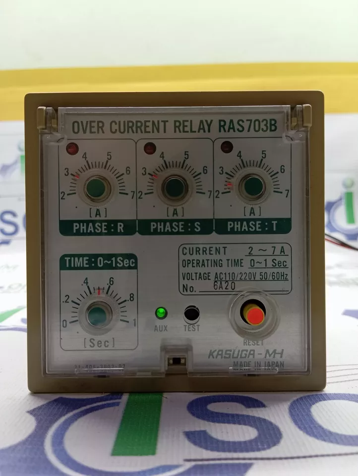 KASUGA-MH RAS703B Over Current Relay RAS70-3B 230VAC Time 0~1Sec ...