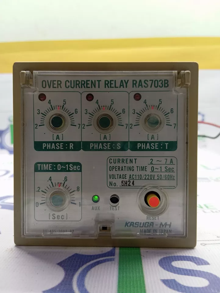 KASUGA-MH RAS703B Over Current Relay RAS70-3B 230VAC Time 0~1Sec ...