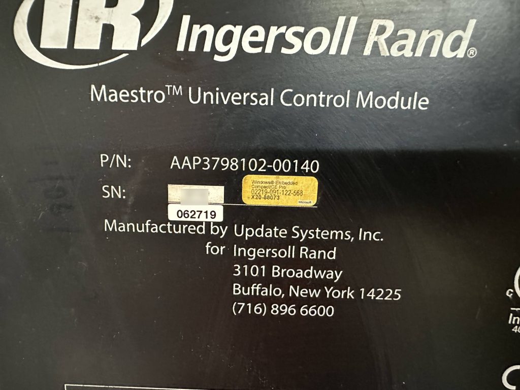 Ingersoll Rand Maestro Control Module AAP3798102-00140 Ver 4.6 MSG ...