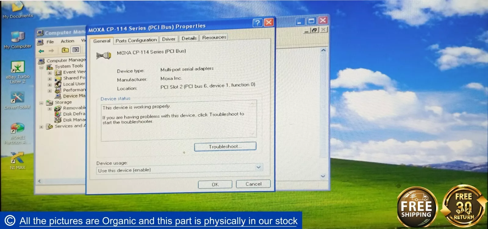 MOXA CP-114I Ver: 1.3 PCBCP114I PCI Industrial Multiple Serial Port ...