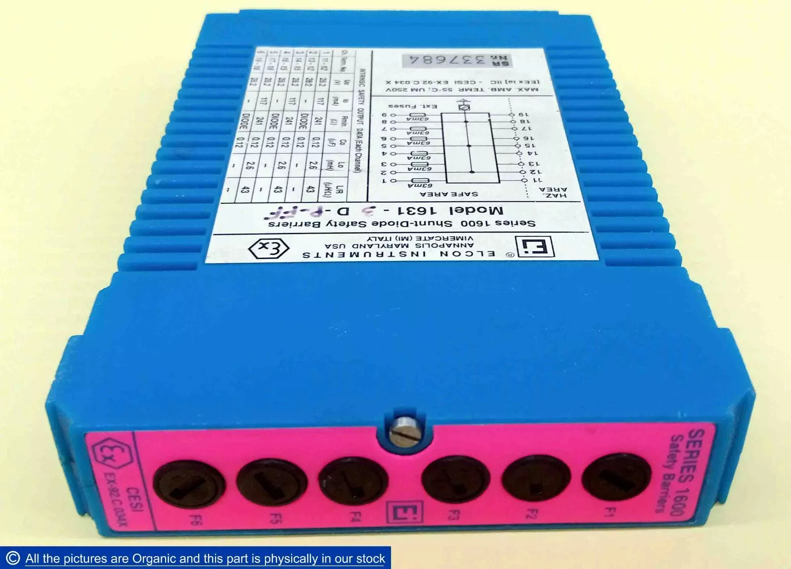 Ei Elcon 1631-3D-P-FF Shunt-Diode Safety Barrier 1600-Series 250V ...