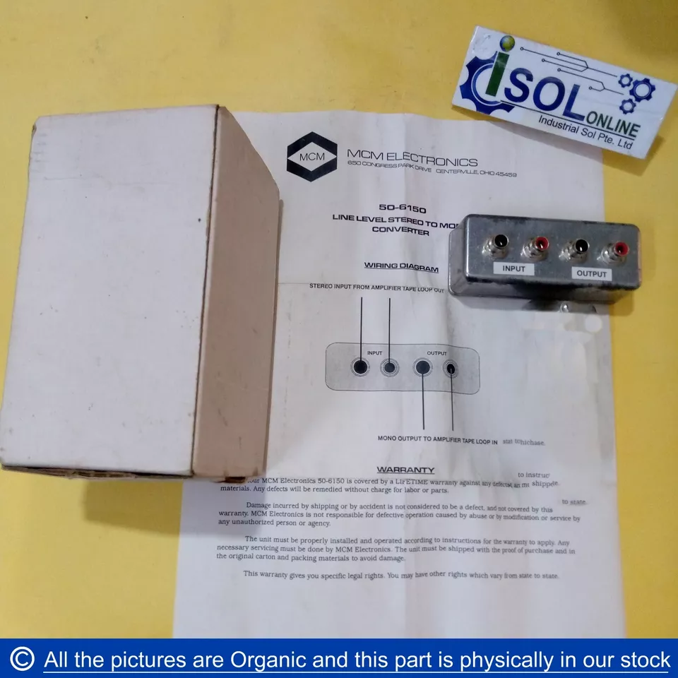 MCM Electronics 50-6150 Line Level Stereo To Mono Converter 50-6150 - Industrial SOL Pte Ltd