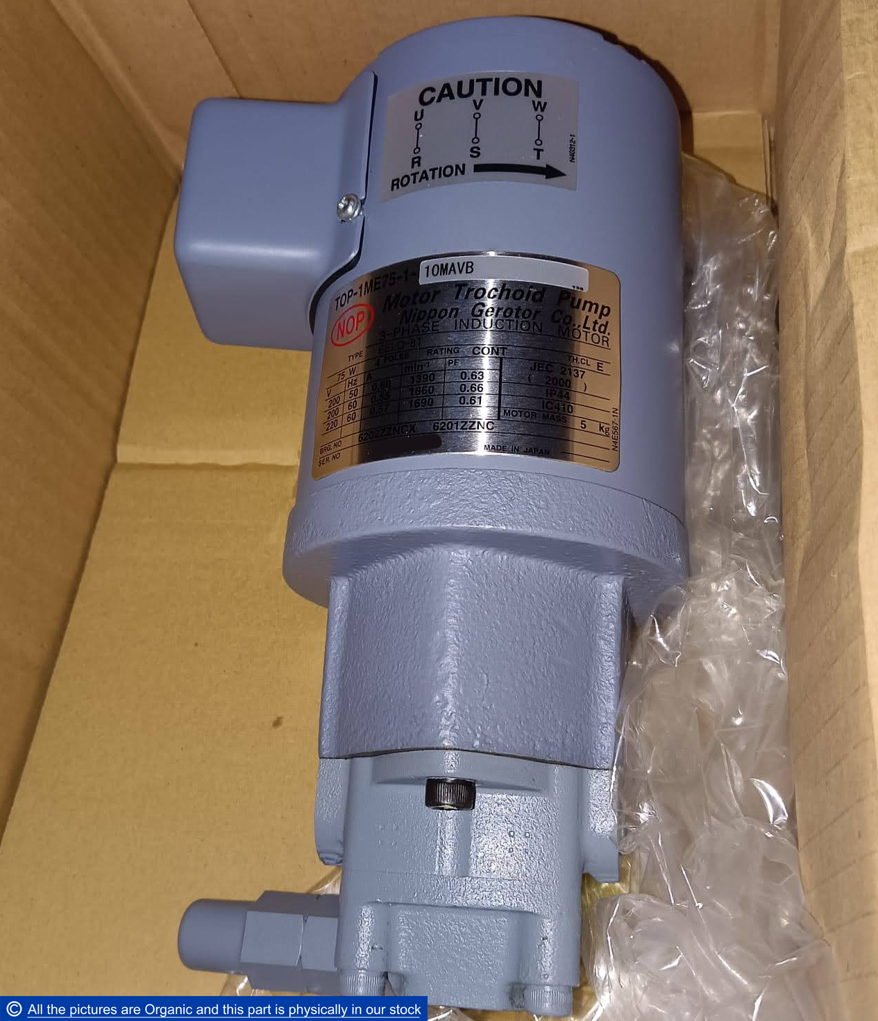 Nippon Gerotor Motor Trochoid Pump TOP-1ME75-1-10MAVB 3 Phase Induction ...
