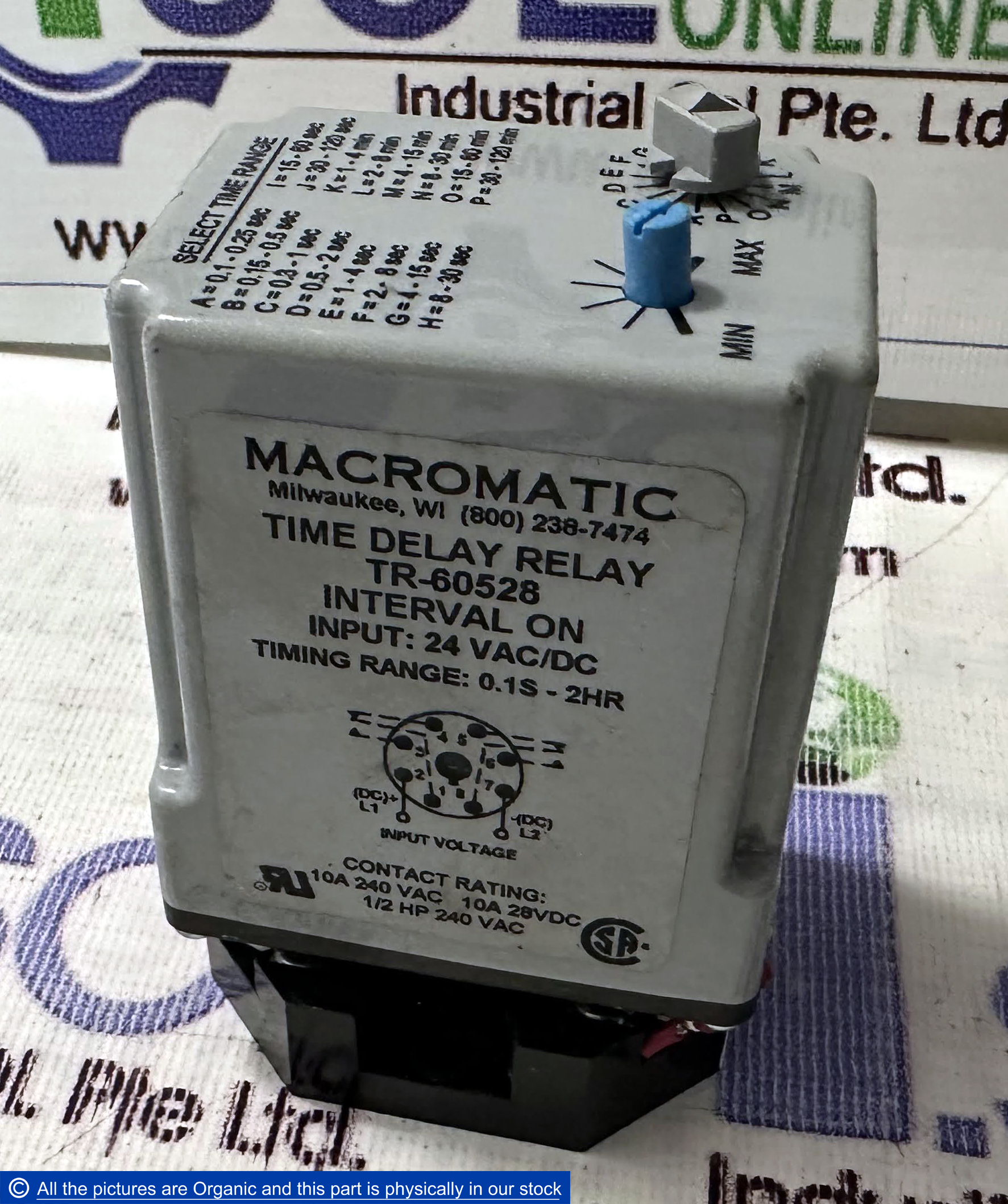 Macromatic TR-60528 Time Delay Relay 0.1 Sec to 2 Hour 24V W/ RB08-PC ...