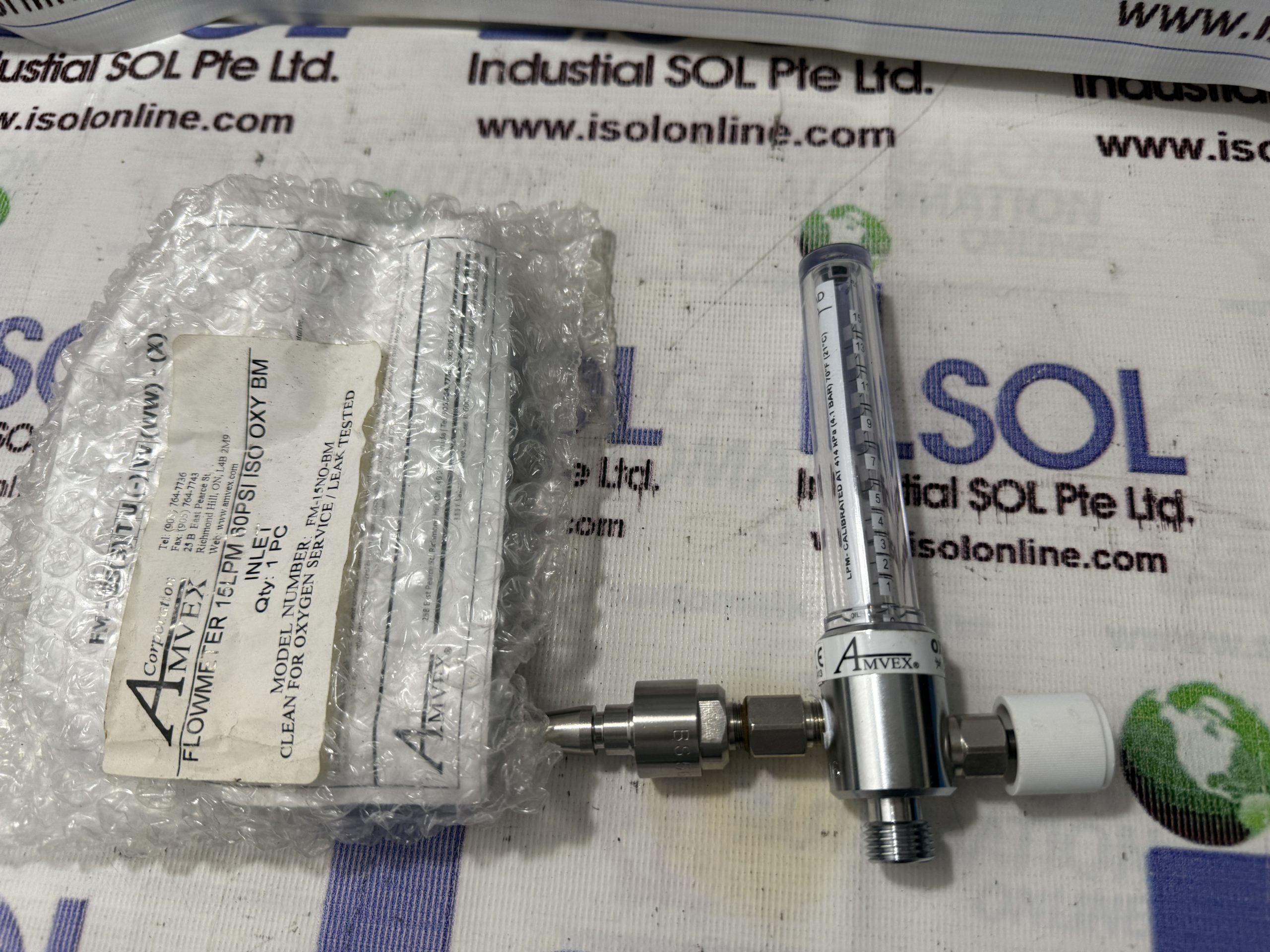 Amvex FM-SS(S)TU-VV(WW)-(X) Medical Gas Flowmeter 0-15 lpm Pediatric ...