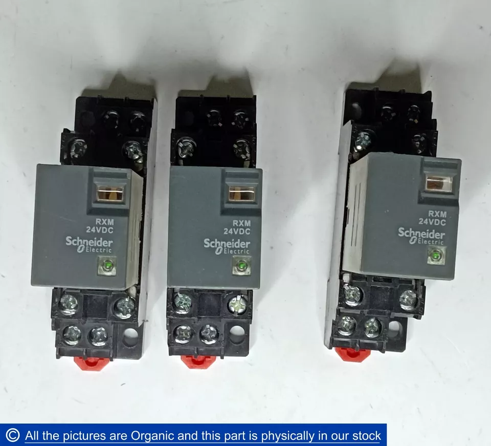 Schneider RXM2LB2BD Miniature Plug-in Relay 24VDC With Socket RXZE1M2C ...