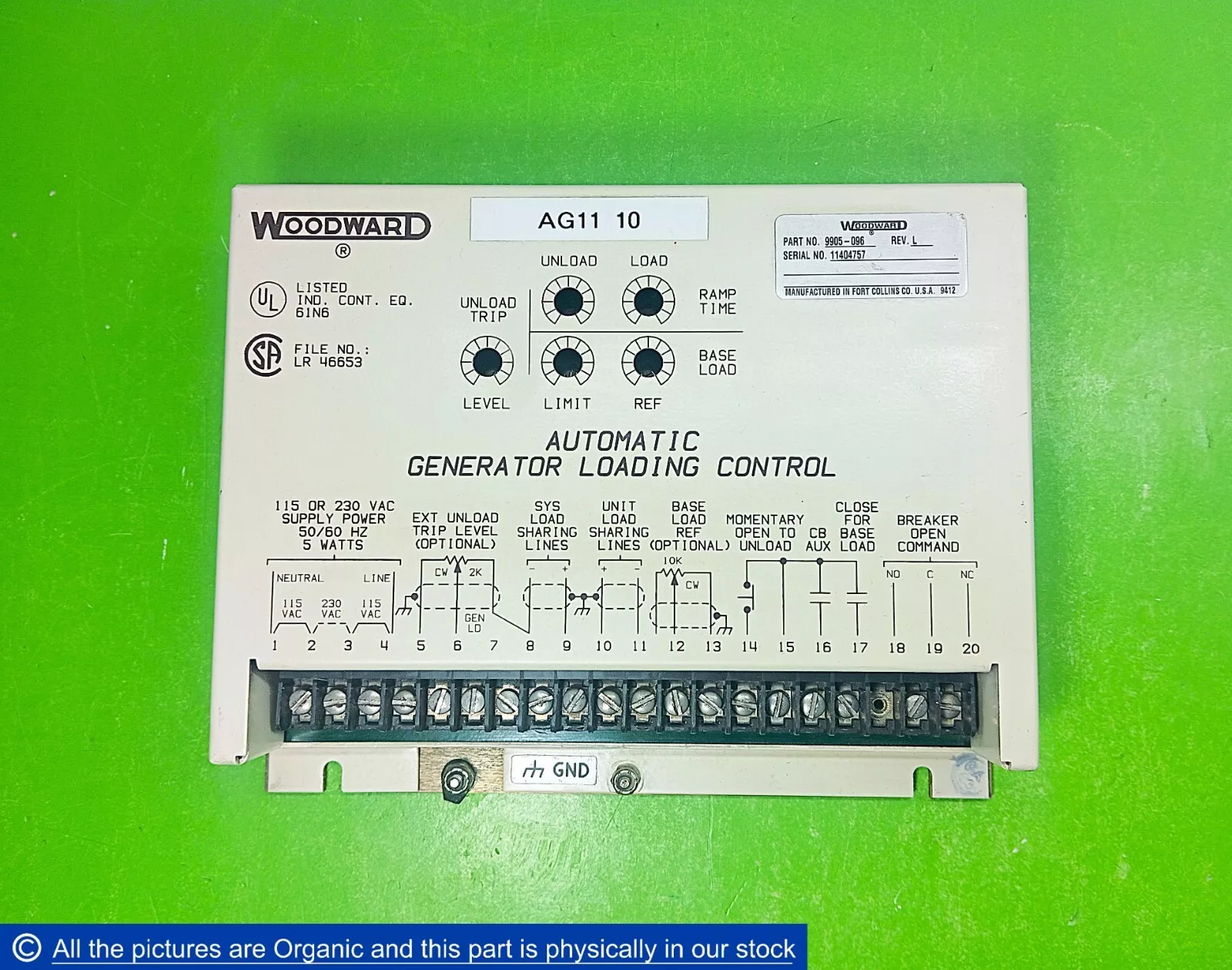 Woodward 9905-096 Rev. L Automatic Generator Loading Control Module AGLC Series - Industrial SOL ...