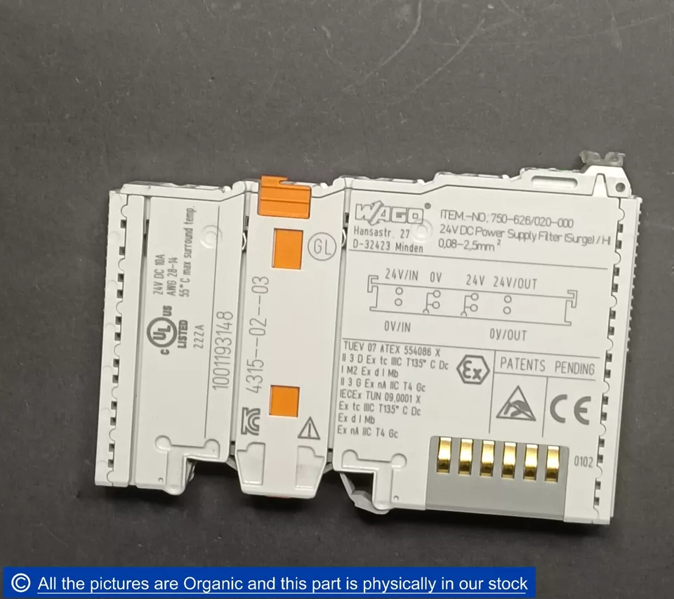 WAGO 750-626/020-000 24VDC Power Supply Filter Module 750 Ser WAGO's I ...