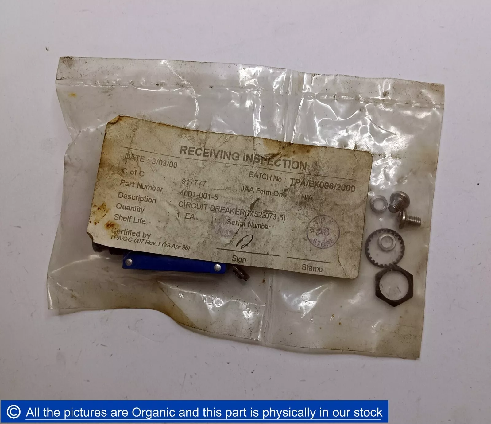 Mechanical Products 4001-001-5 Circuit Breaker MS22073-5 Avionic Store ...