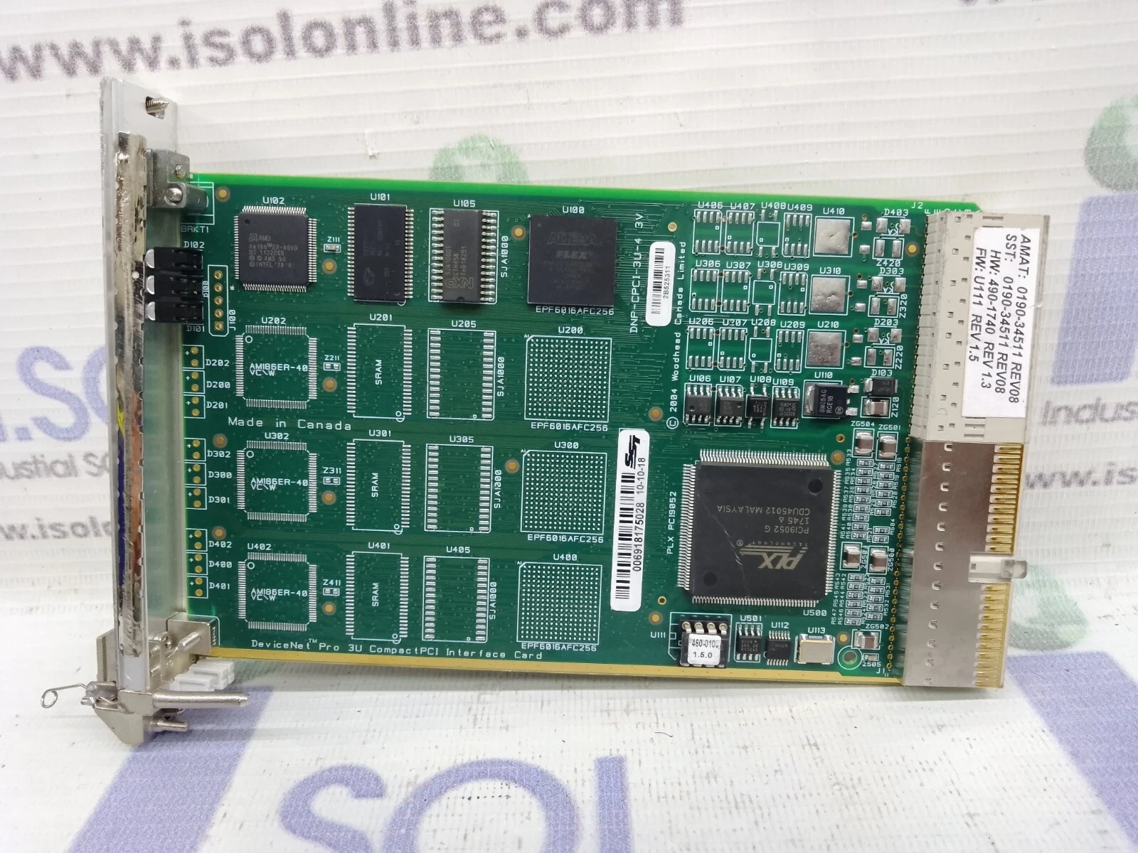 AMAT 0190-34511 REV. 08 SST woodhead DNet bus scanner DNPCPCI3U1-NC-3V ...