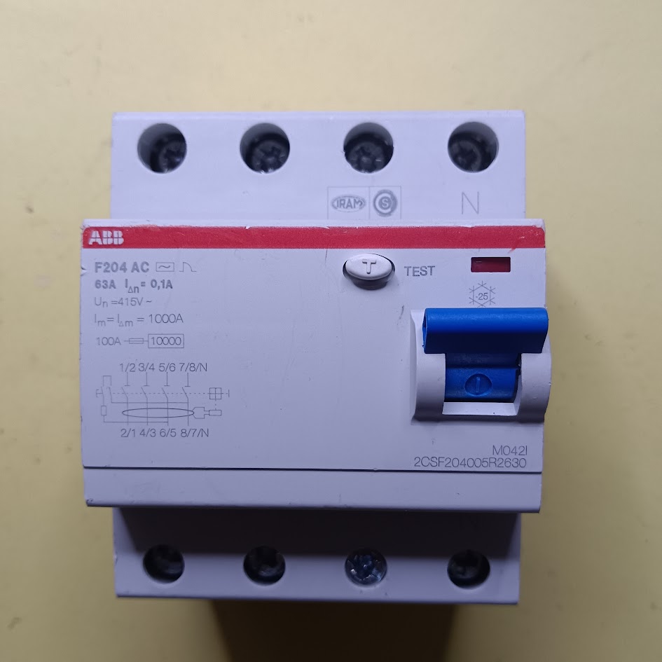 ABB F204 AC 63A RCD 100mA 10kA Circuit Breaker Robust Protection System
