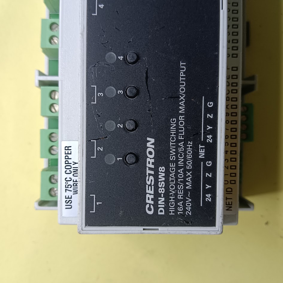 Crestron DIN-8SW8 8 Channel Lighting Control Module 240VAC Max 16A Res