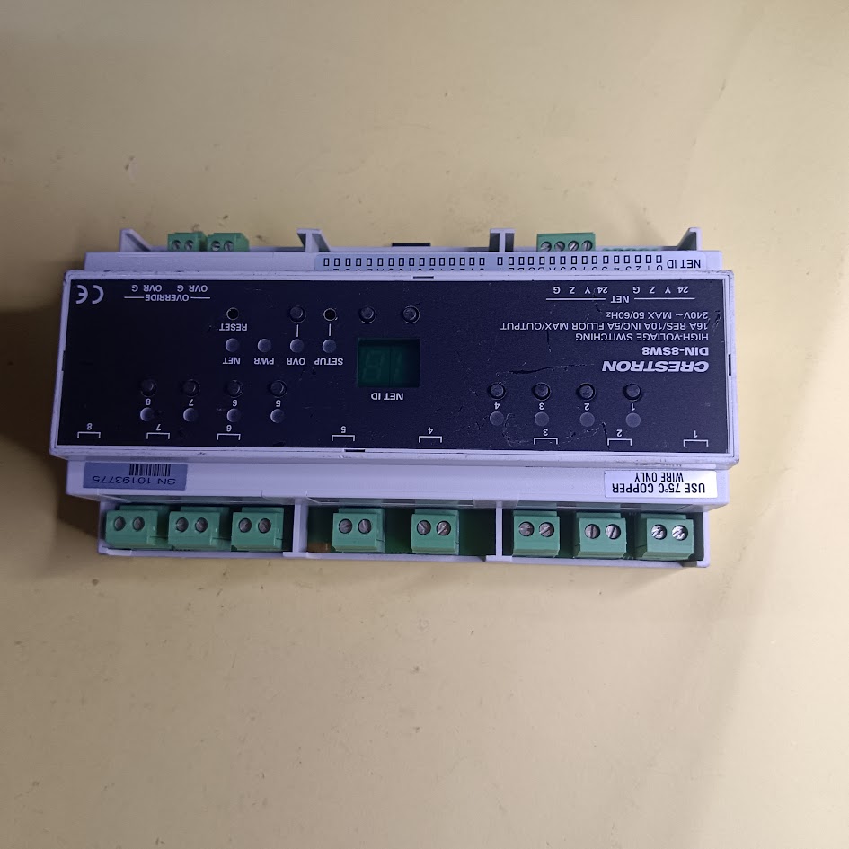 Crestron DIN-8SW8 8 Channel Lighting Control Module 240VAC Max 16A Res