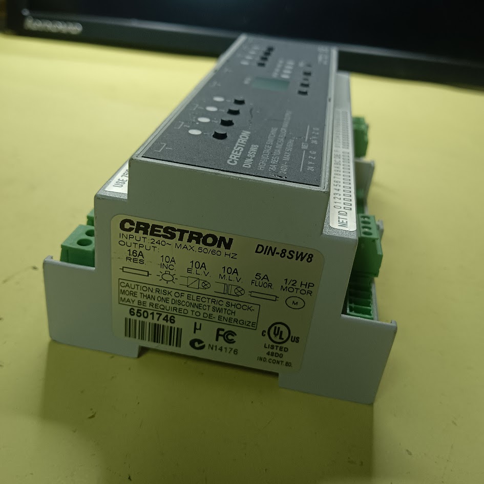 Crestron DIN-8SW8 8 Channel Lighting Control Module 240VAC Max 16A Res