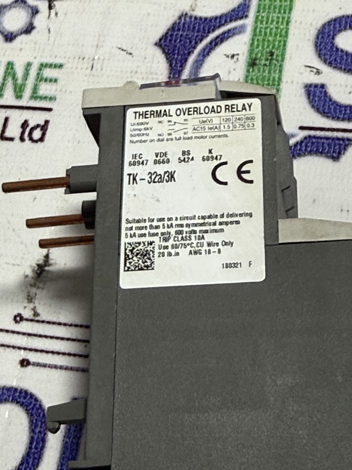 Terasaki TK-32a/3K Thermal Overload Relay TemContact Series Made in Japan