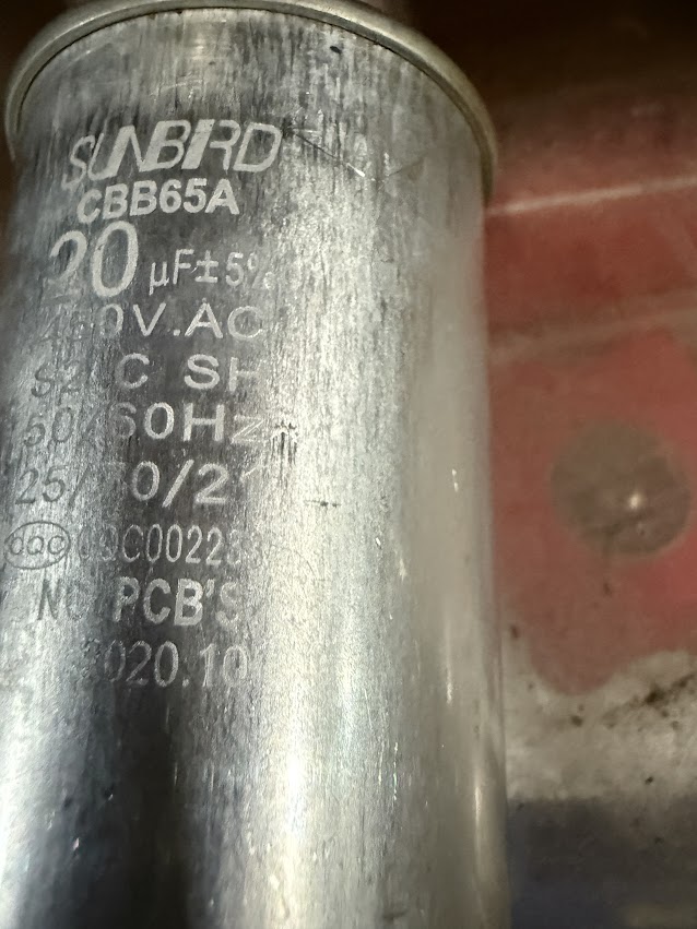 SUNBRD CBB65A 20µf Motor Run Capacitor 450V CQC002233 No PCB'S