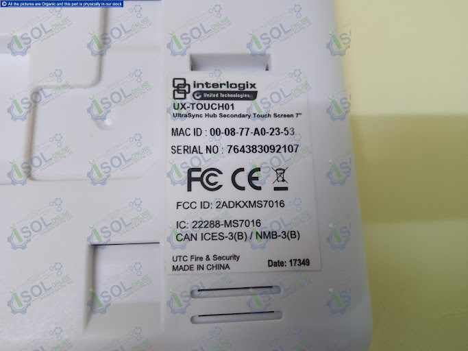 Interlogix UX-TOUCH01 UltraSync Hub Secondary Touch Screen 7" Ver 1.3.1 HMI