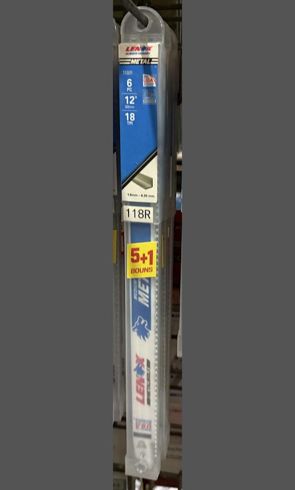 Lenox 118R Bi-Metal 12 ⨉ 18 Reciprocating Saw Blade Set 5 Pcs